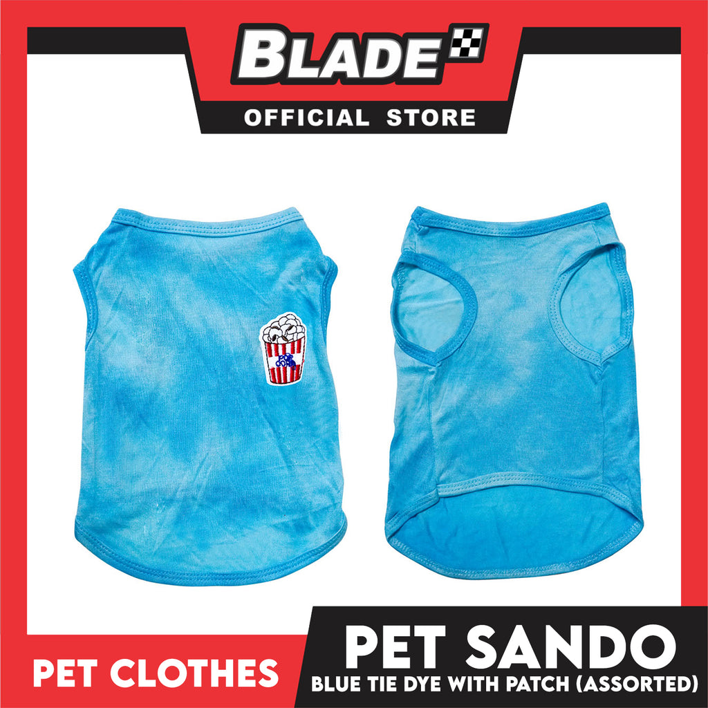 Pet Sando Blue Tie Dye with Assorted Patch Design (Large) Pet Shirt Cl ...