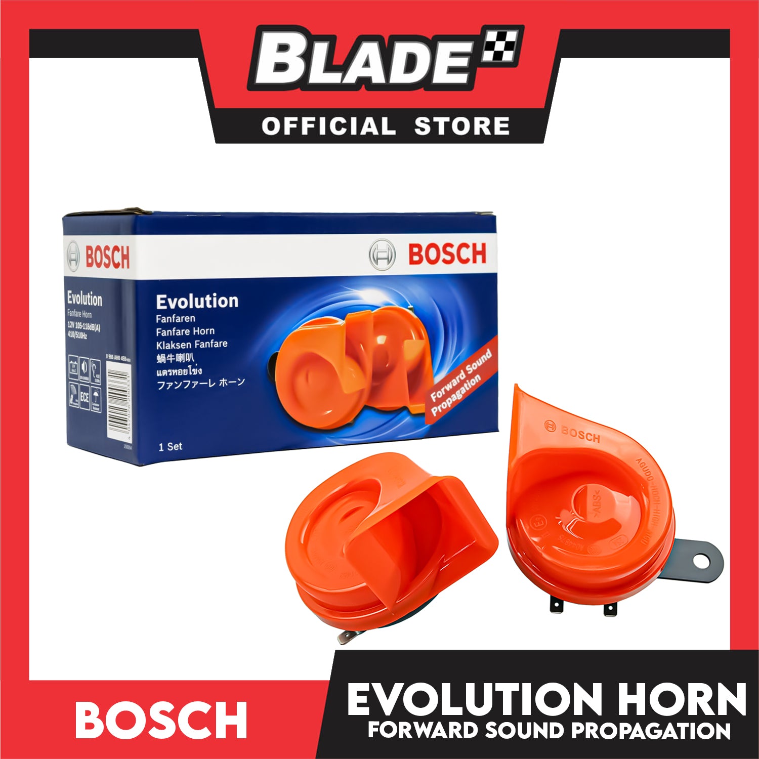 Bosch Horn Evolution Fanfare 12V Evolution Fanfare Twin Horn Set Orang ...