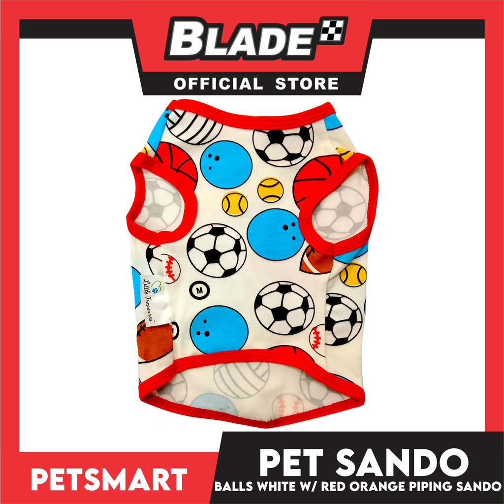 Pet Sando Balls Design, White with Red Orange Color Piping Sando (Medi ...