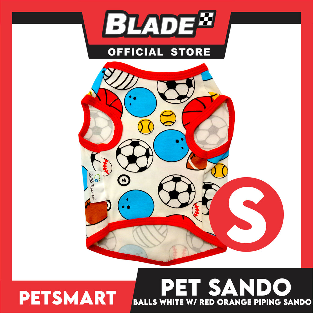 Pet Sando Balls Design, White with Red Orange Color Piping Sando (Smal ...