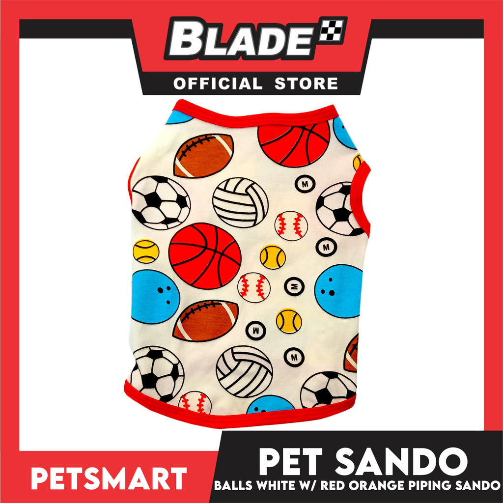 Pet Sando Balls Design, White with Red Orange Color Piping Sando (Smal ...