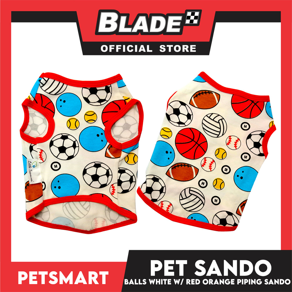 Pet Sando Balls Design, White with Red Orange Color Piping Sando (Smal ...