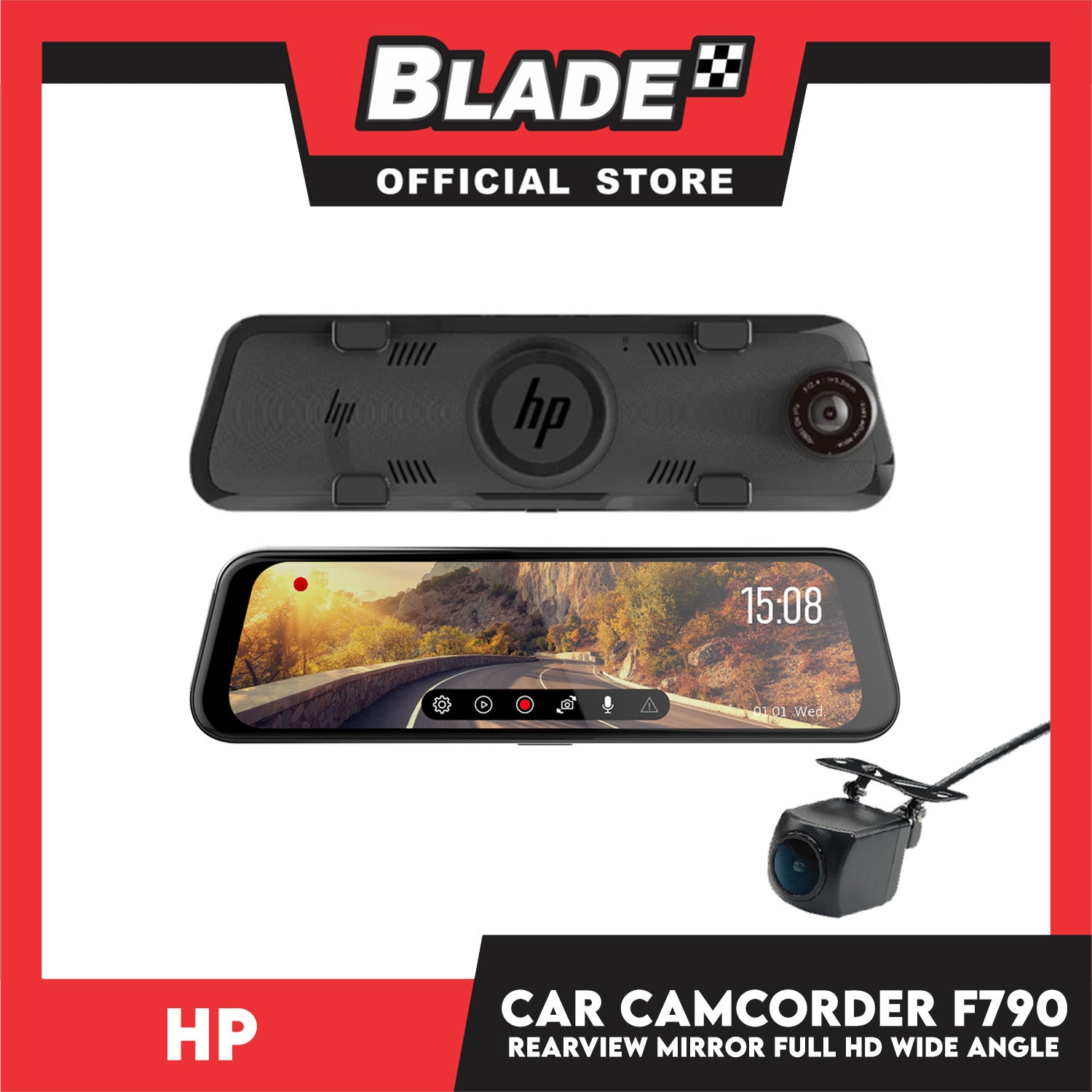 HP Rearview Car Camcorder f790 9.33'' Full Screen Touch Panel with 32g ...