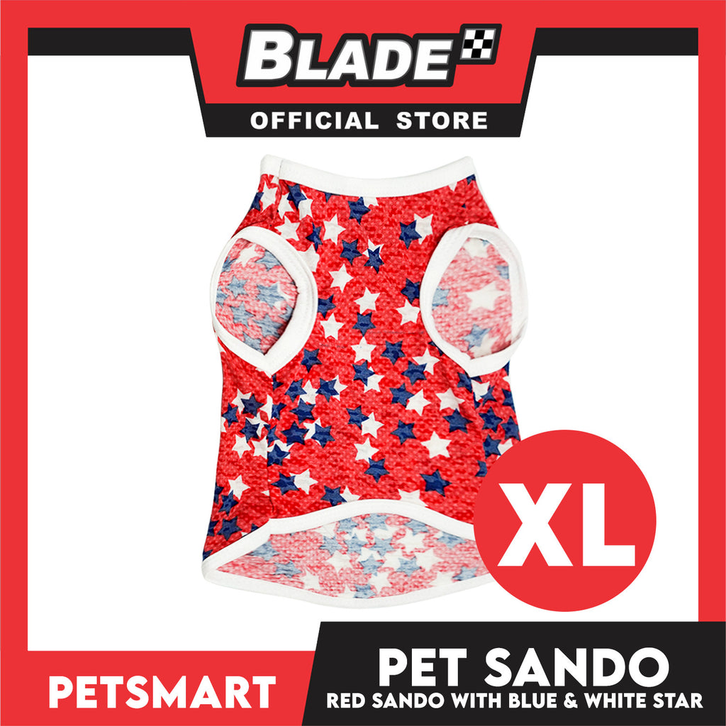 Pet Cloth Red Sando with Blue and White Star Design (XL) Perfect fit f ...