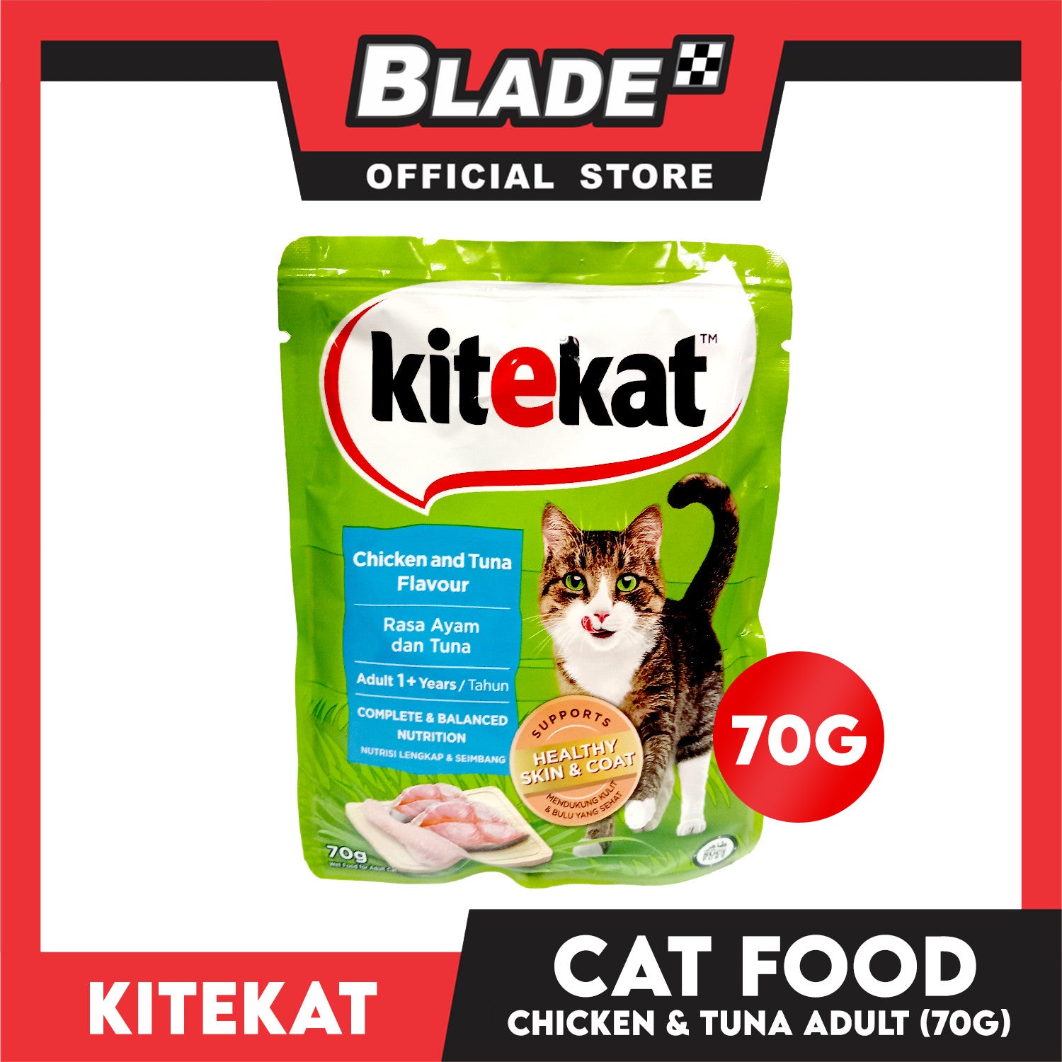 Kitekat Wet Cat Food in Pouch for Adult 70g (Chicken and Tuna) – blade.ph