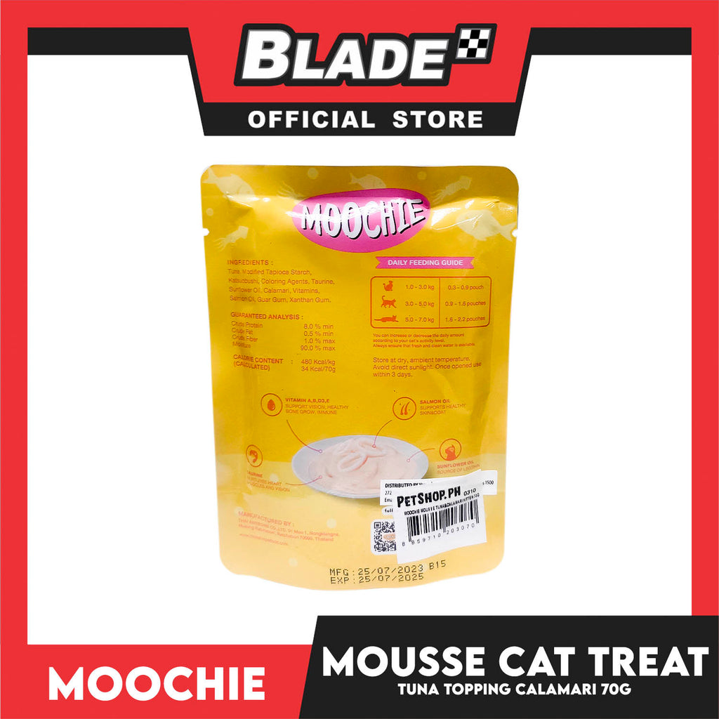 Moochie Cat Wet Food Mousse (Tuna Topping Calamari) Kitten 70g – blade.ph