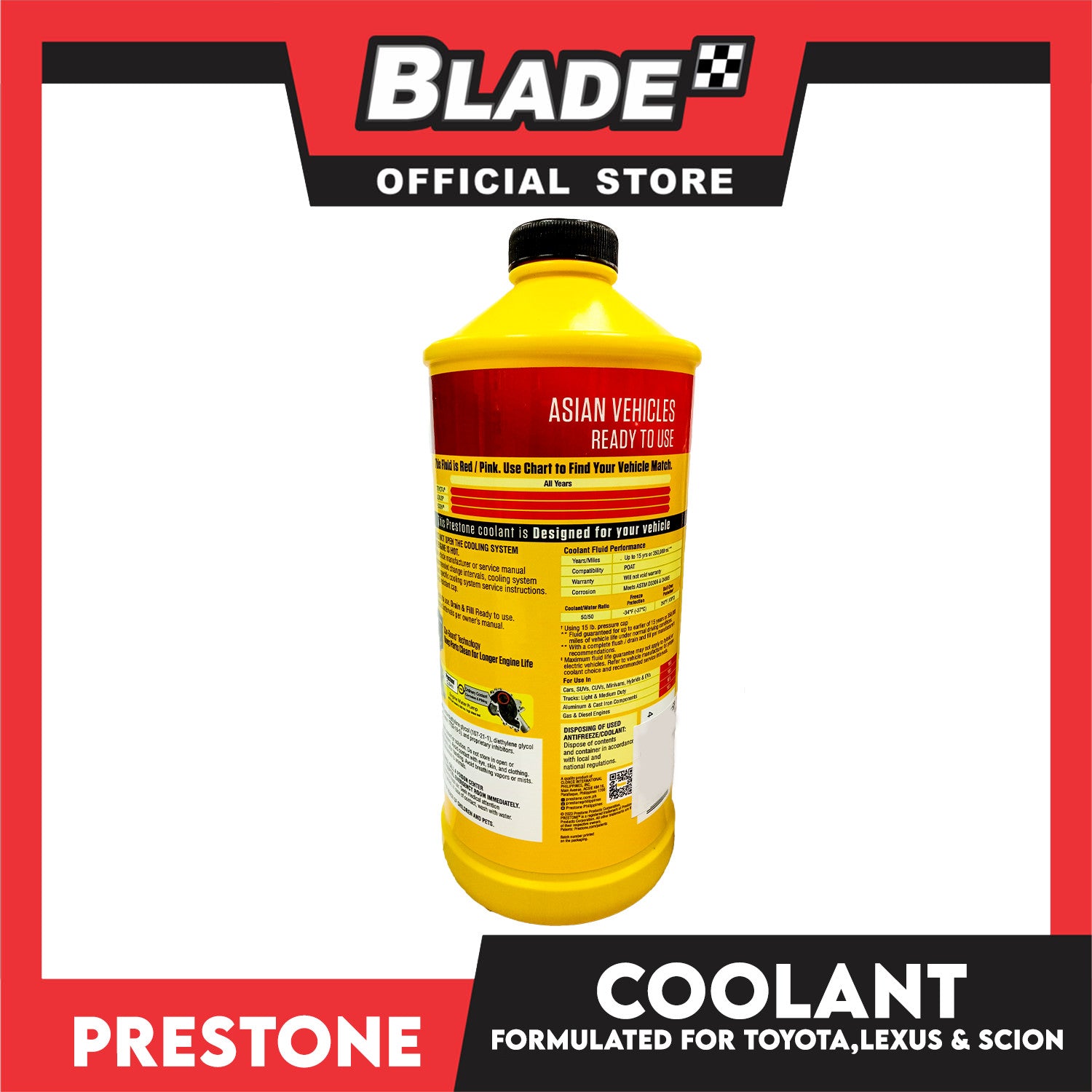Prestone Asian Vehicles Coolant 1L (Red) for Toyota, Lexus, Scion Vehi ...