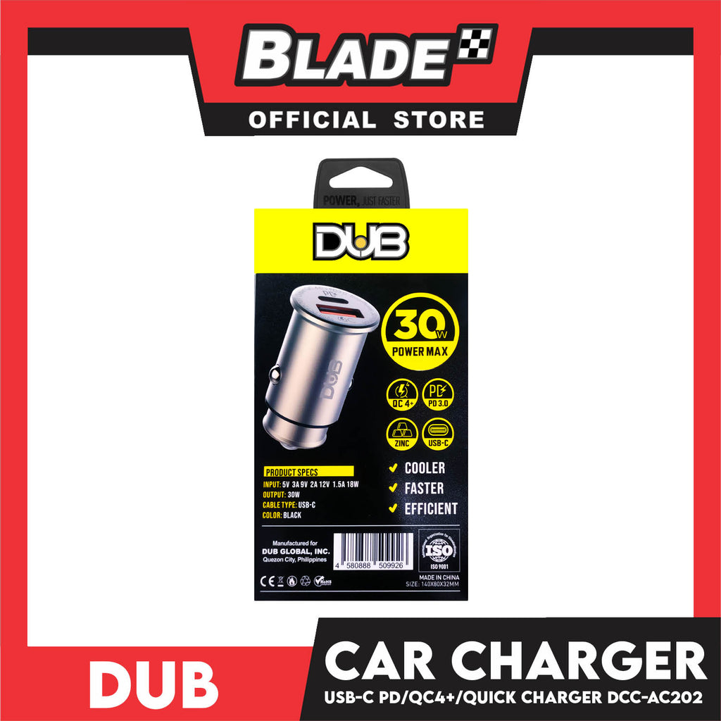 Dub Car Charger USB-C PD / QC4+ / Quick Charging DCC-AC202 30W Power M ...